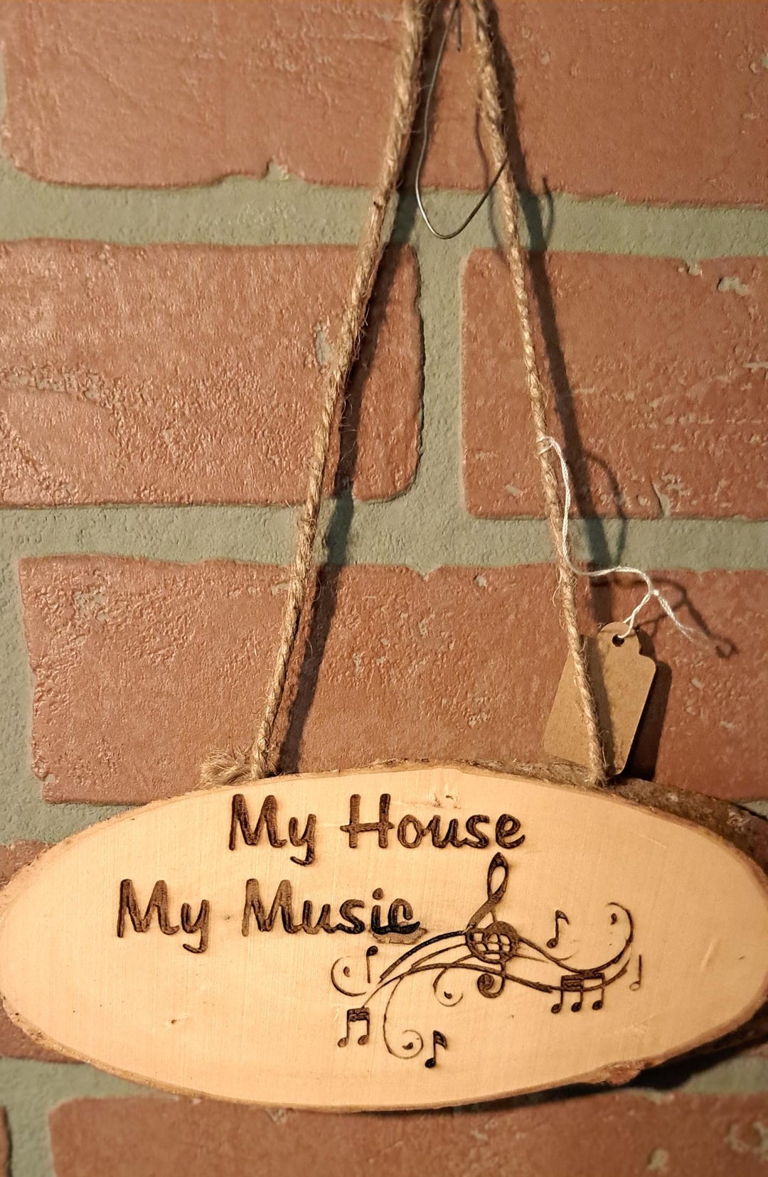 Music Wood Art, Hanging Wood Sign My House My Music - Etsy
