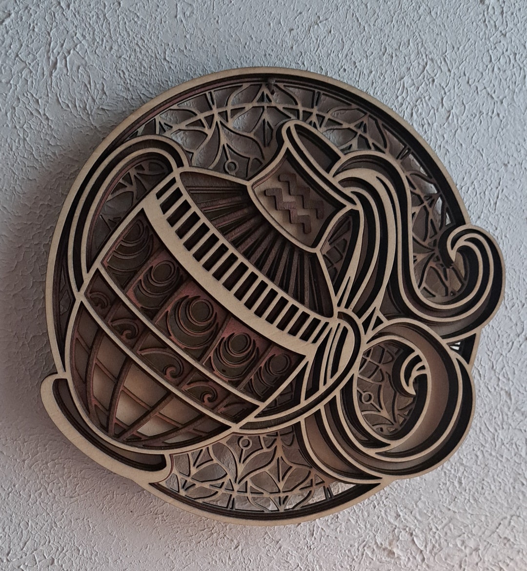 Multilayer Aquarius Sign, Aquarius Zodiac Sign, 3D Layer Zodiac Sign ...