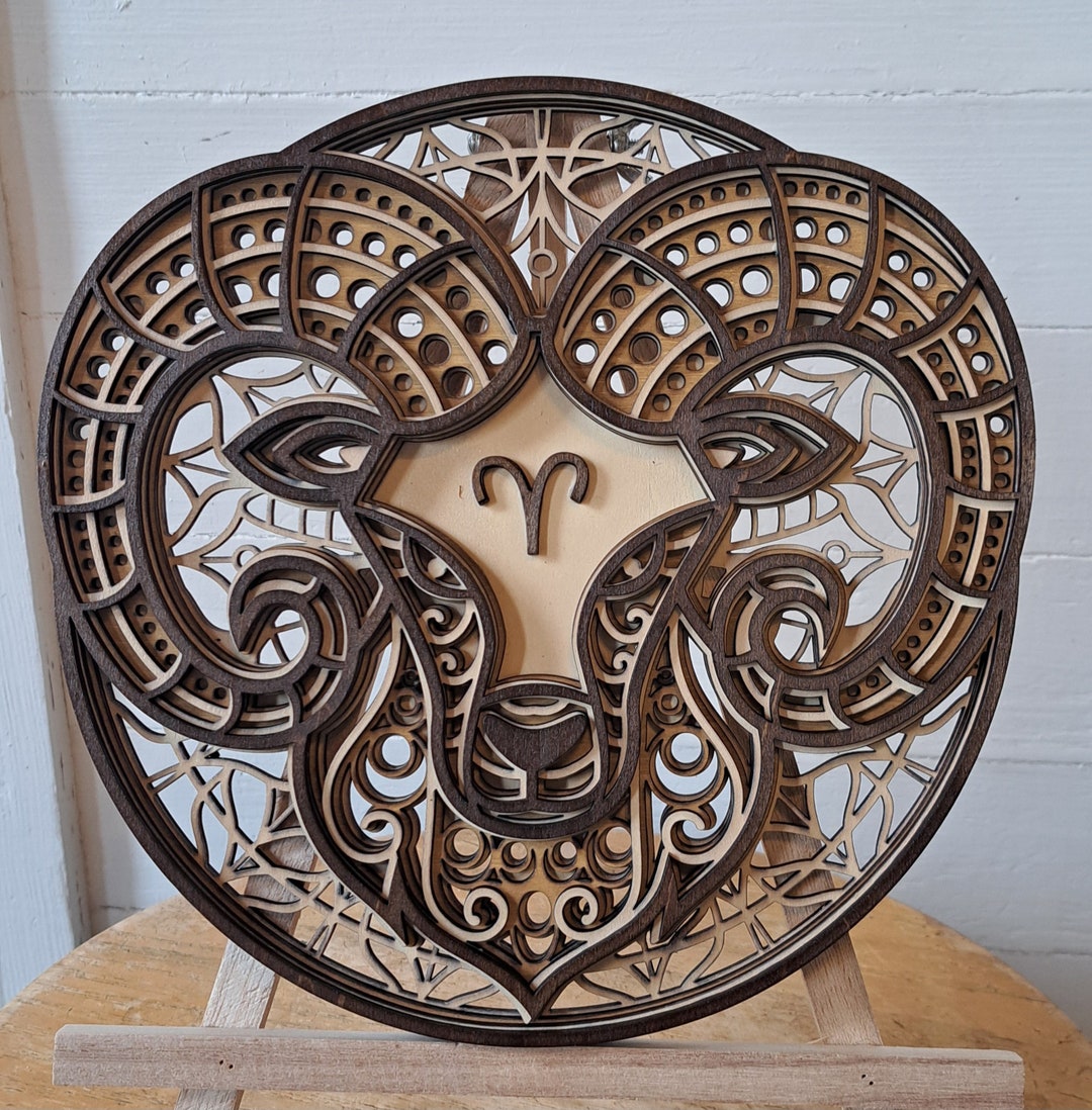 Multilayer Aries Sign, Aries Zodiac Sign, 3D Layer Zodiac Sign, Laser ...