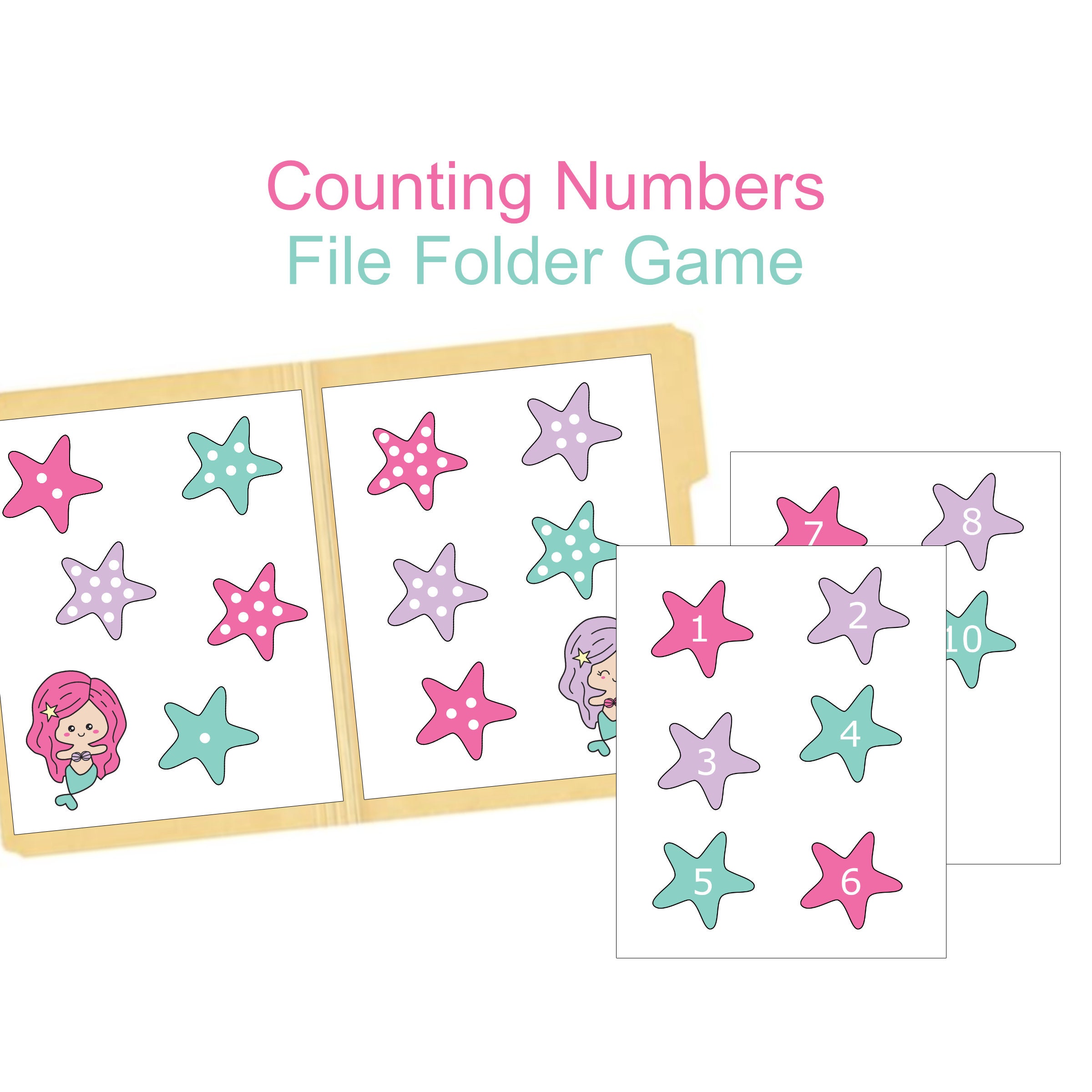 Counting Numbers File Folder Game Preschool Learning Etsy