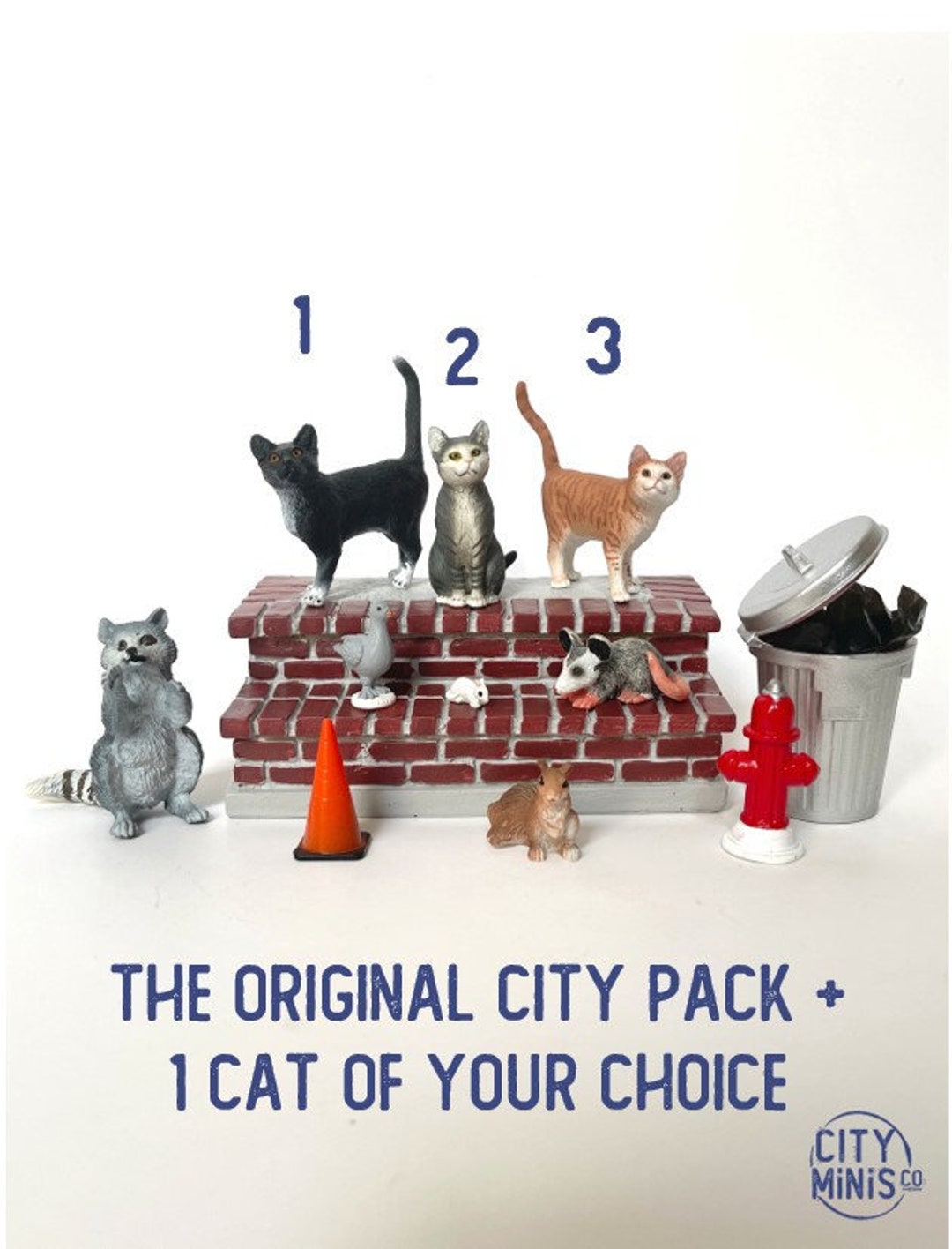 City Mini Cat Pack - Dollhouse Miniature Cat, Micro Mini Figures ...