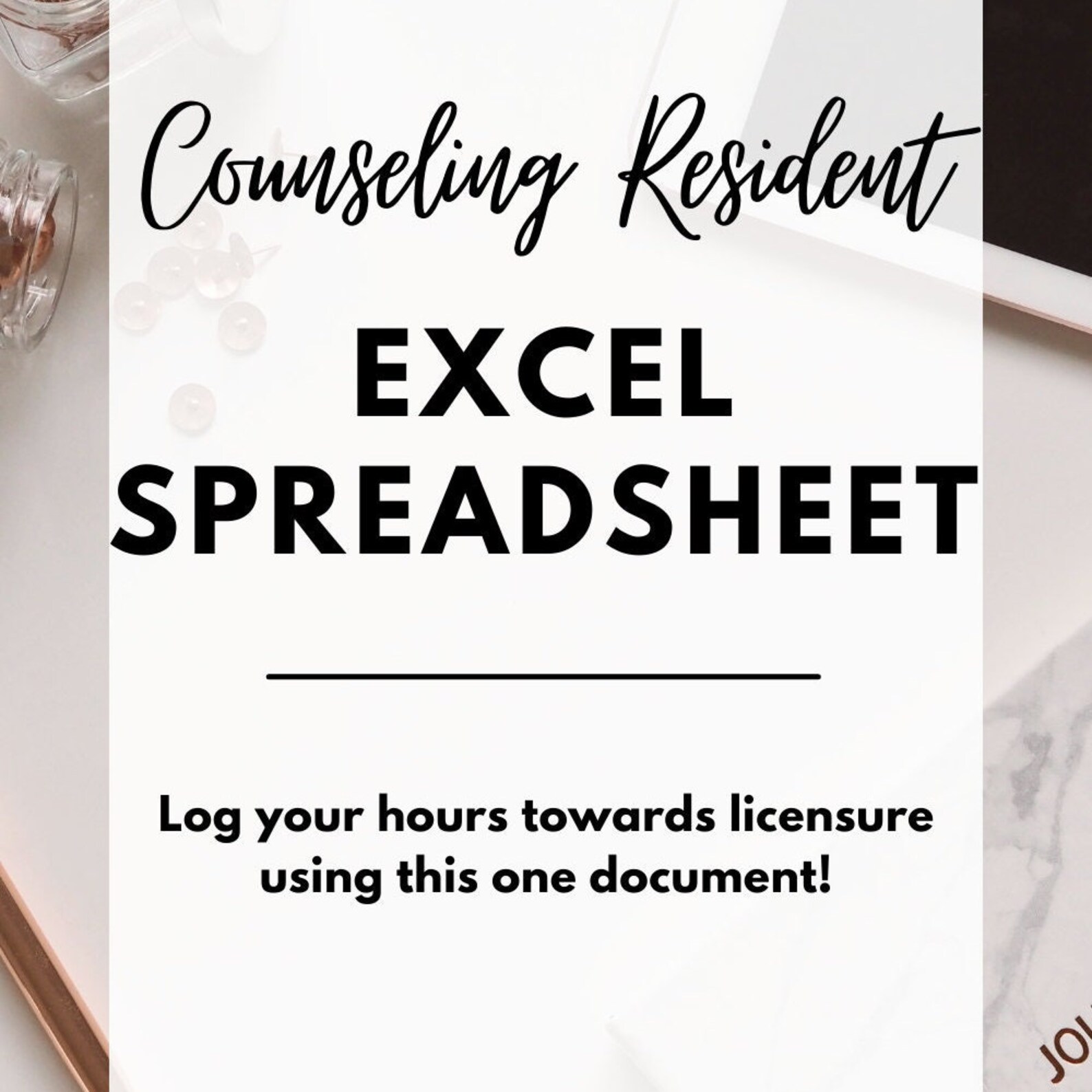Therapist Counseling Resident Hours Tracker Excel Spreadsheet LPC LCSW ...