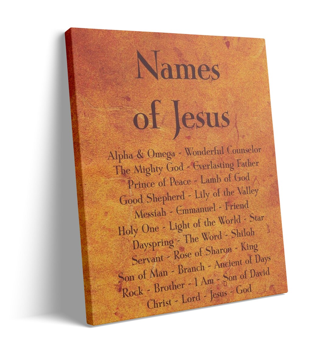 NAMES OF JESUS Canvas Poster Christian Art Print, Bible Scripture Verse ...