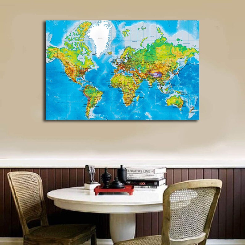 World Classic Premier Wall Map Poster Canvas Prints Wall Art | Etsy