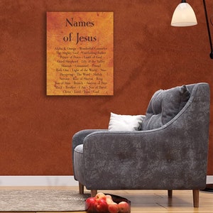 NAMES OF JESUS Canvas Poster Christian Art Print, Bible Scripture Verse ...