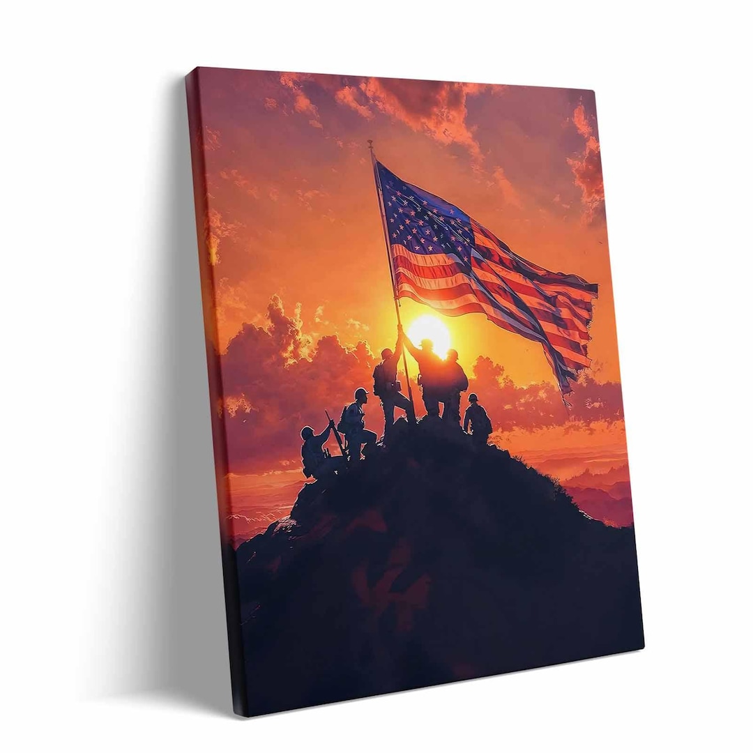 Sunset Soldier Silhouette Painting for Memorial Day Military Tribute ...