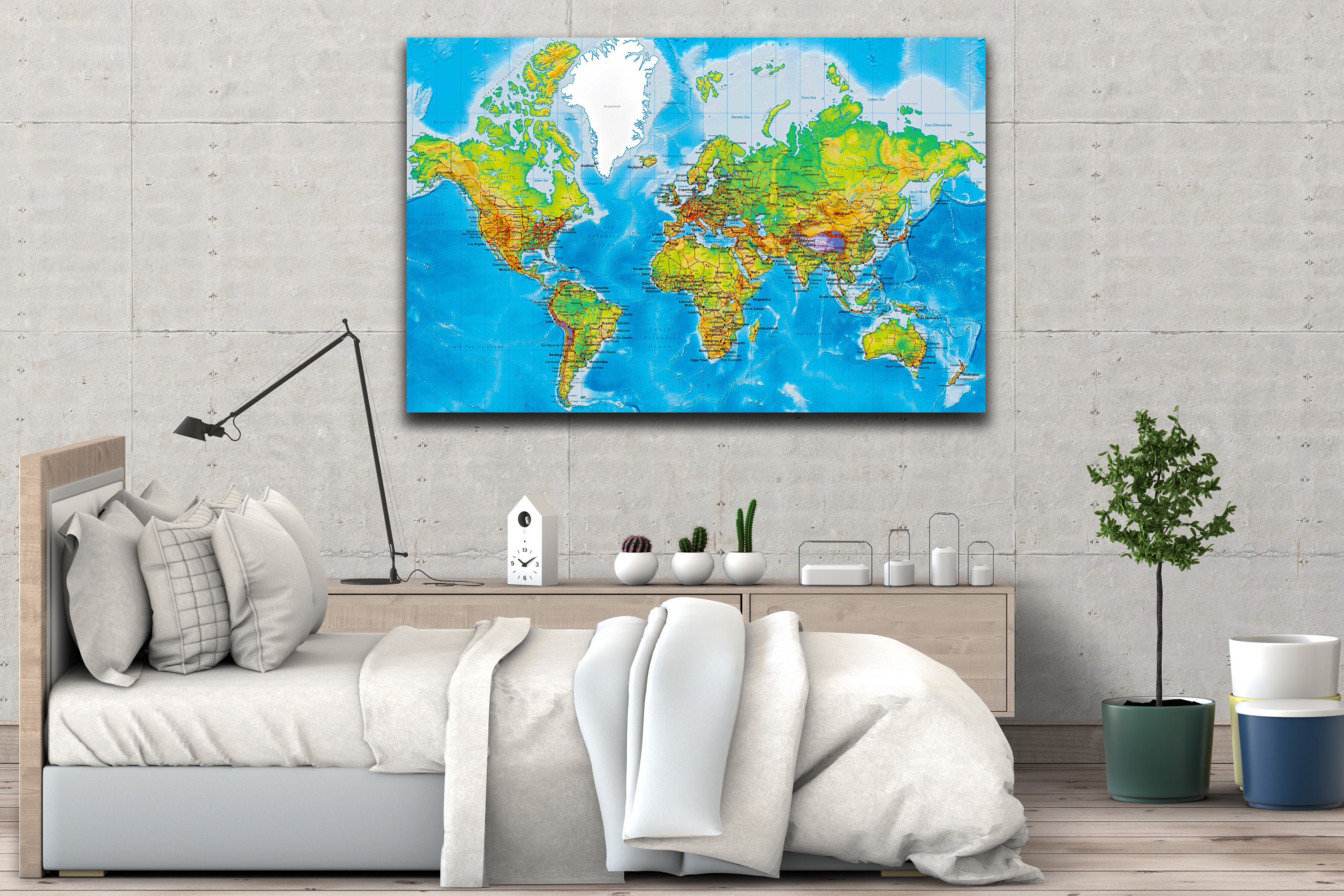 World Classic Premier Wall Map Poster Canvas Prints Wall Art - Etsy