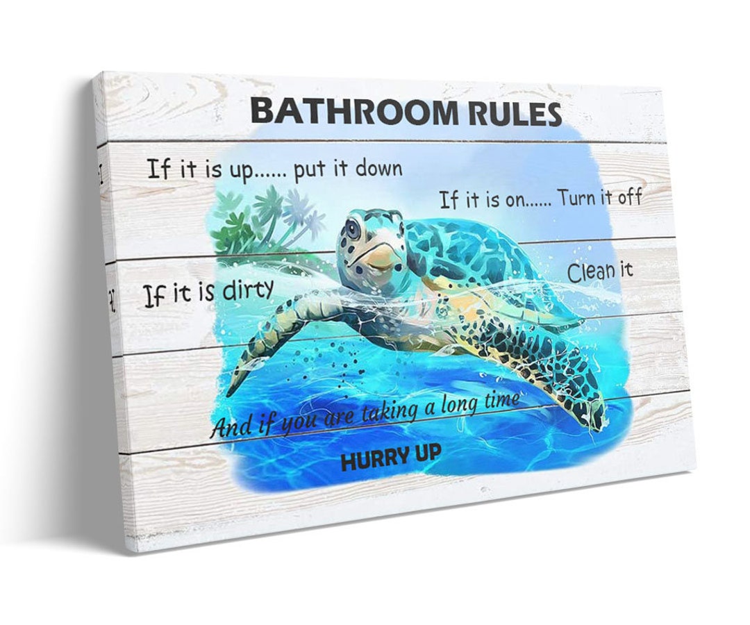 Bathroom Rules Bathroom Wall Decor Blue Beach Picture Ocean Theme ...