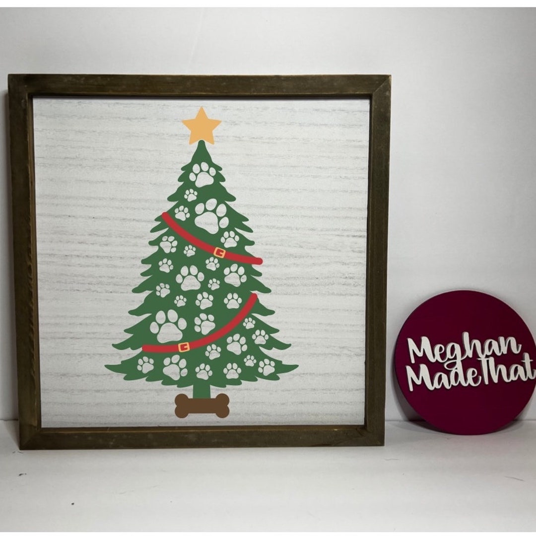 Paw Print Christmas Tree, Christmas Paws, Christmas Decor, Dog Sign ...