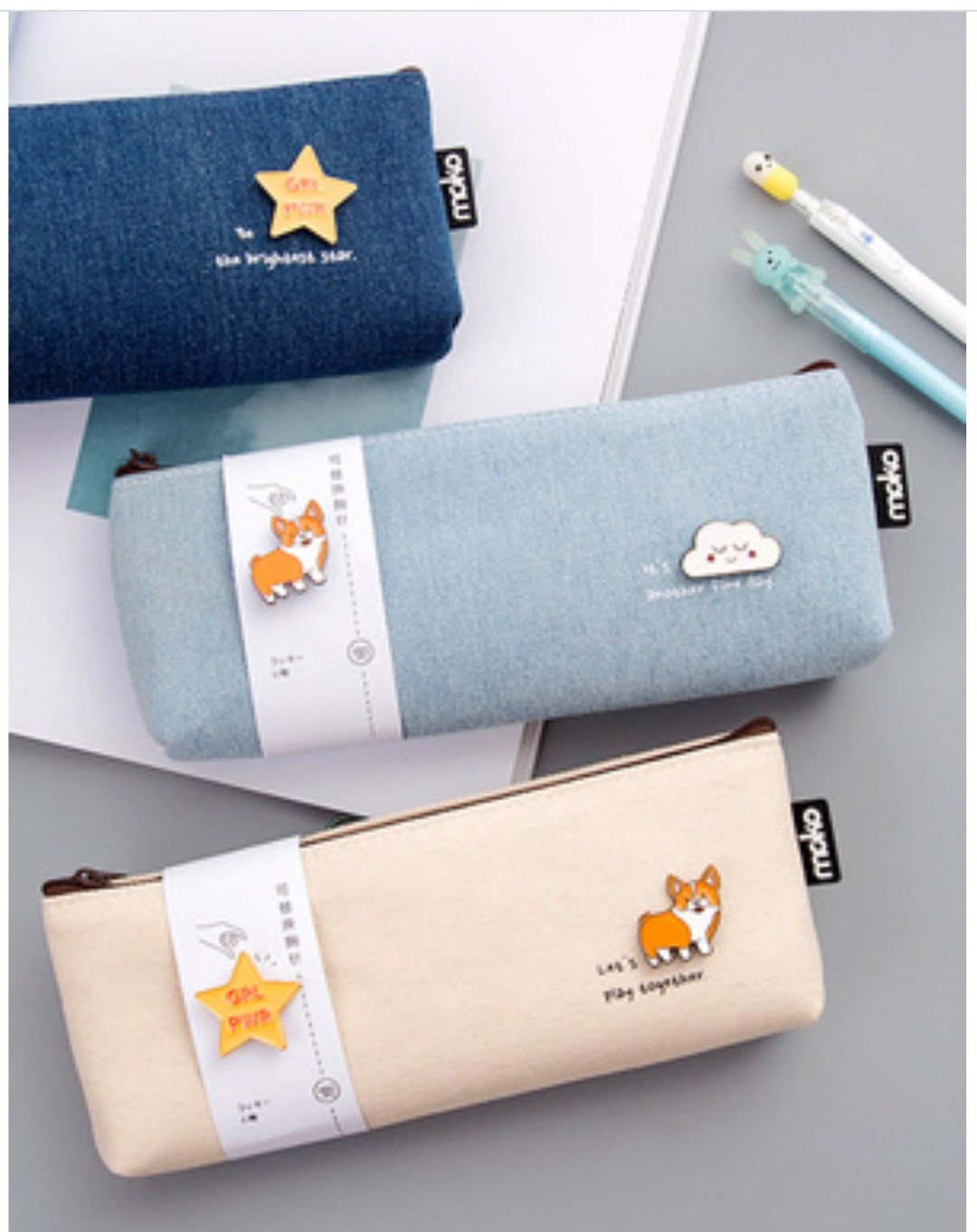 Pencil Case // Cute // Kawaii // Pins // Back to School // Blue ...