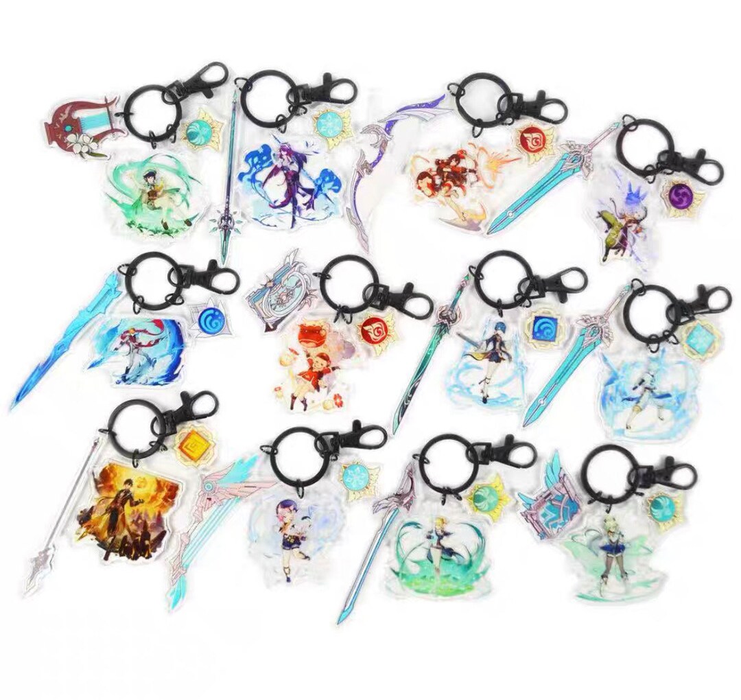 Genshin Impact Keychains With Character Vision Weapon Cute - Etsy