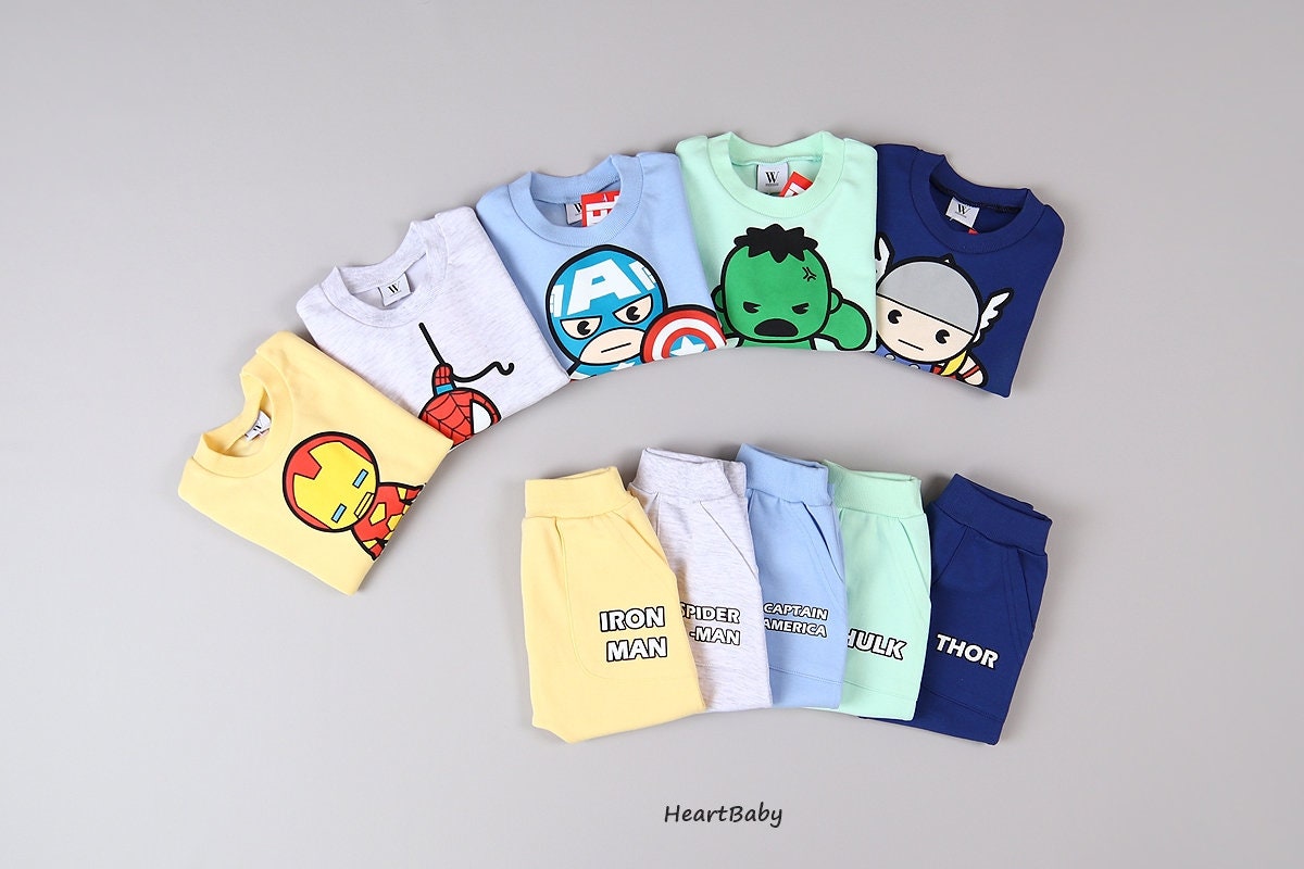 5 Color Marvel Toddler Set Marvel Kids Set Thor Captain America Spider ...