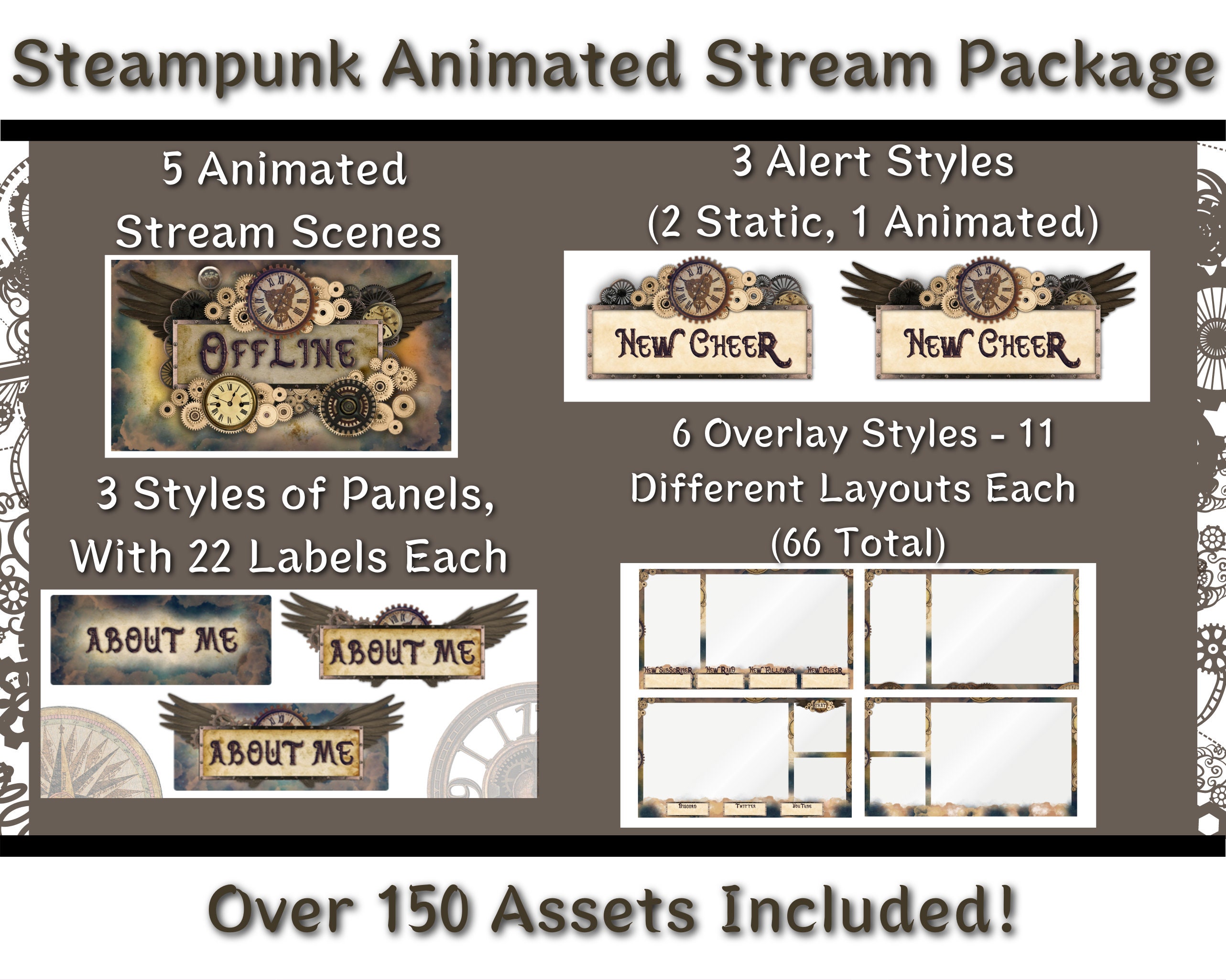 Steampunk Twitch Animated Stream Package | High Quality | Seamless ...