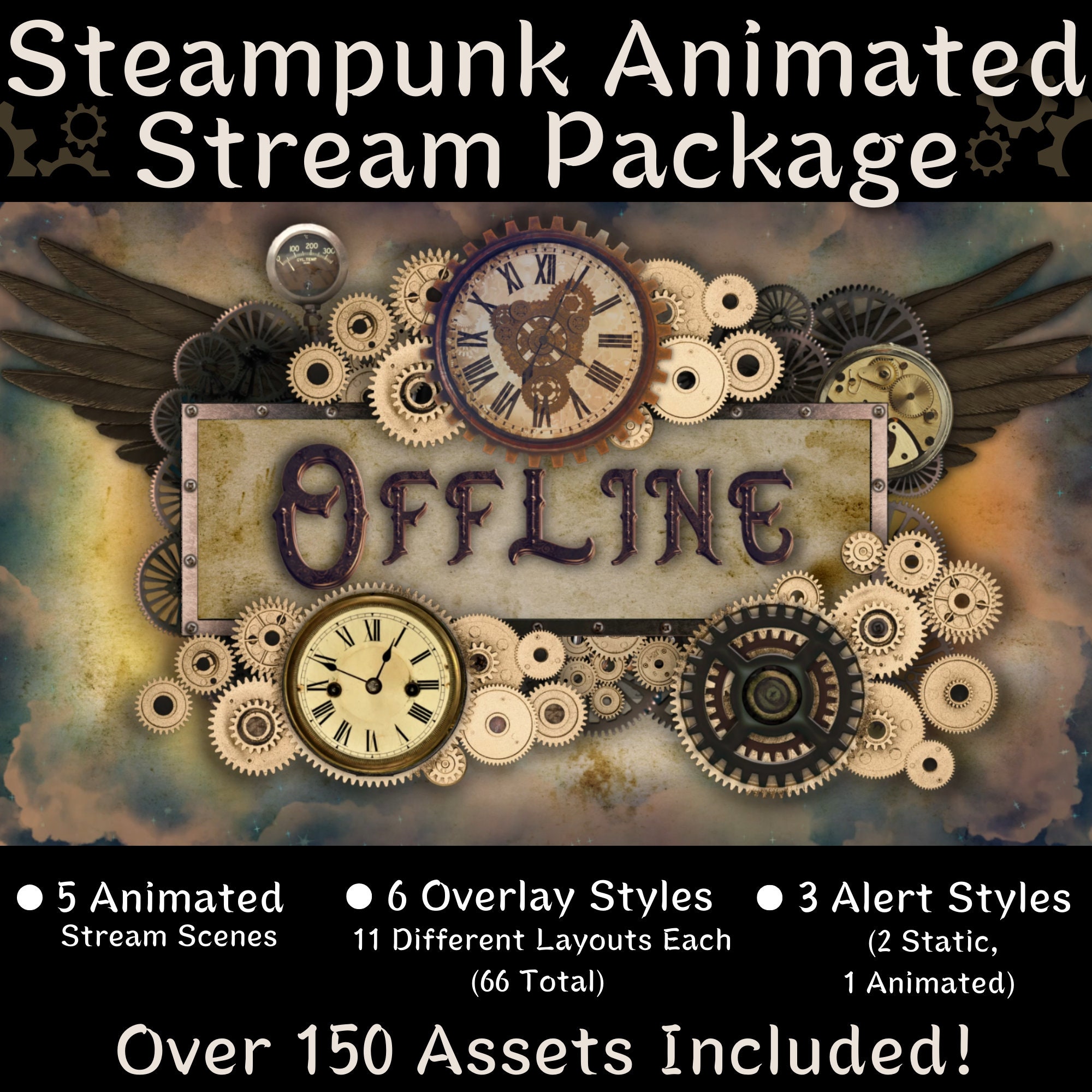 Steampunk Twitch Animated Stream Package | High Quality | Seamless ...