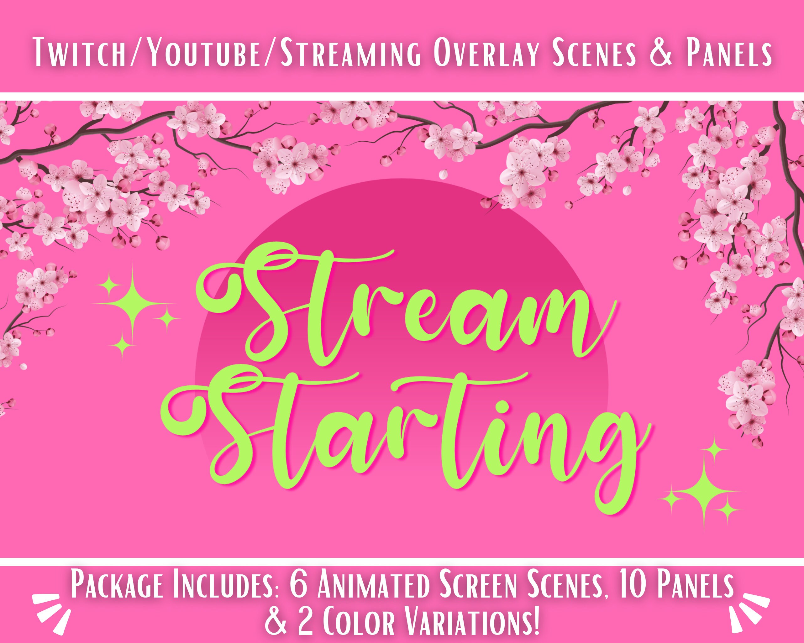 Hot Pink Cherry Blossom Streaming Package | Sakura Neon Twitch Scenes ...