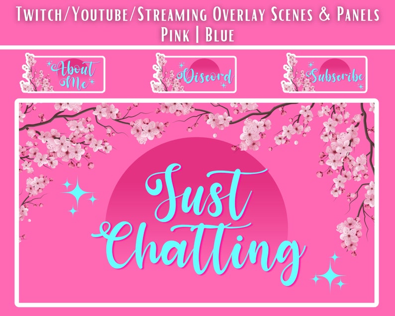 Hot Pink Cherry Blossom Streaming Package | Sakura Neon Twitch Scenes ...