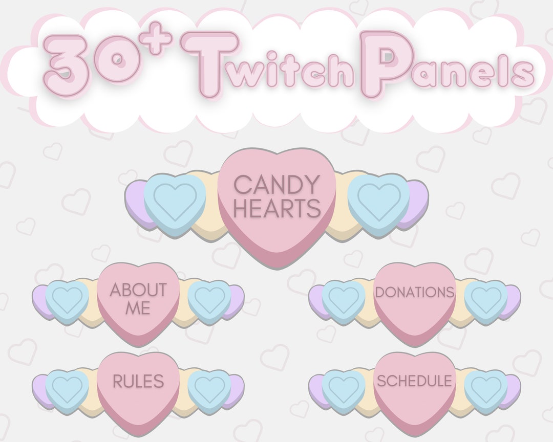 Pastel Twitch Panels | Candy Heart Theme | 30+ High Quality Panels - Etsy