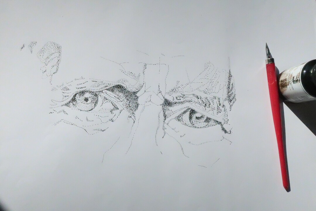 Glance. Drawing in Pen and Indian Ink. Pointillism Style. Made in ...