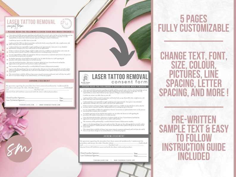 Laser Tattoo Removal Consent Forms 5 PAGES Editable Laser - Etsy