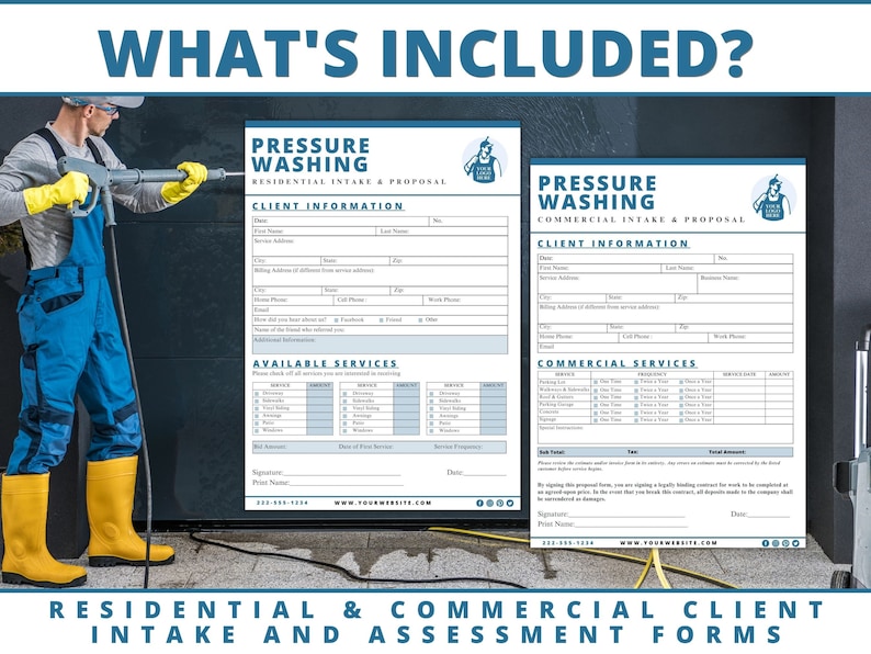 Pressure Washing Forms, Pressure Washing Template, Pressure Washing ...
