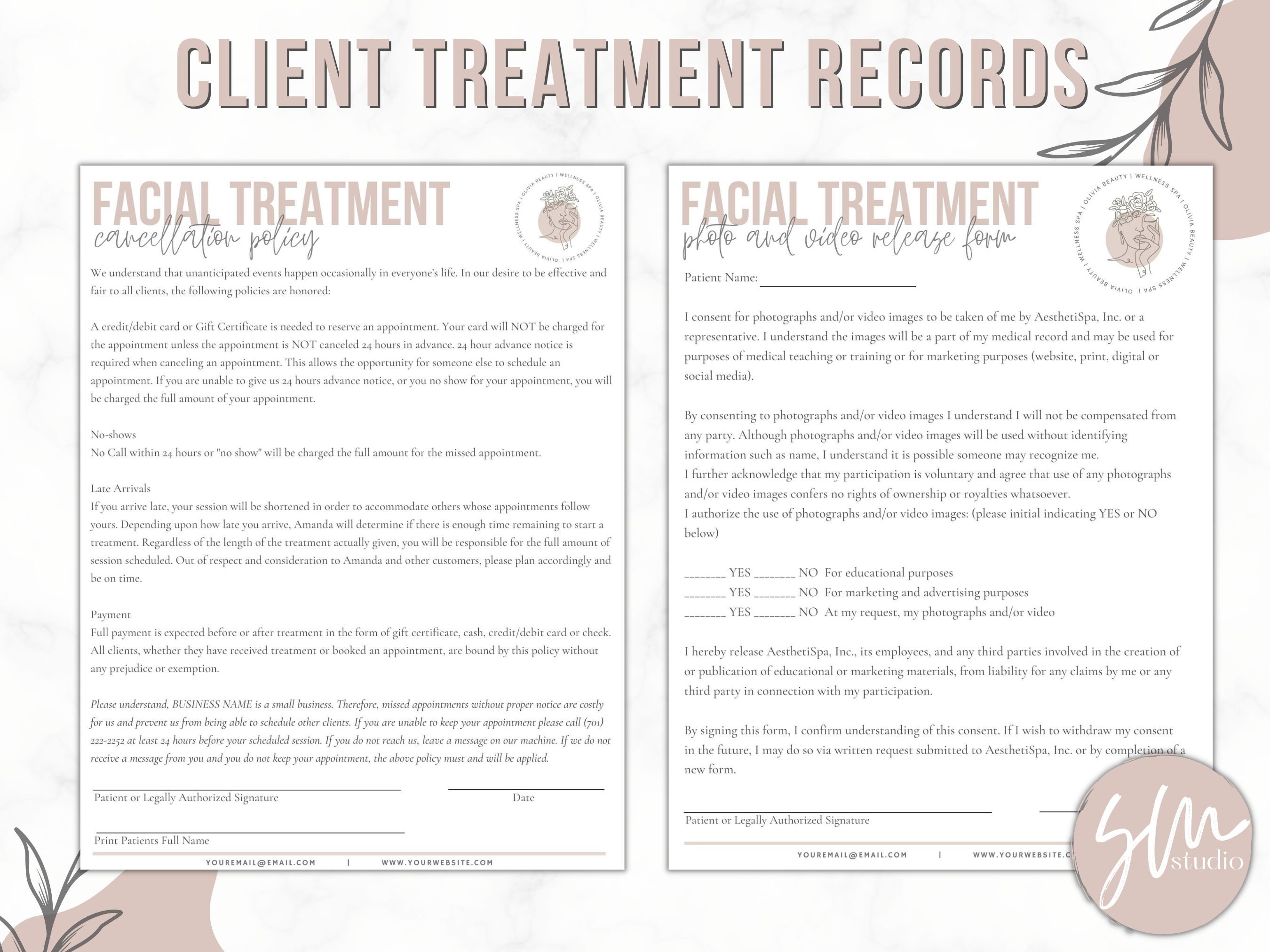 Facial Treatment Forms Client Intake Form Facial Consultation Form ...