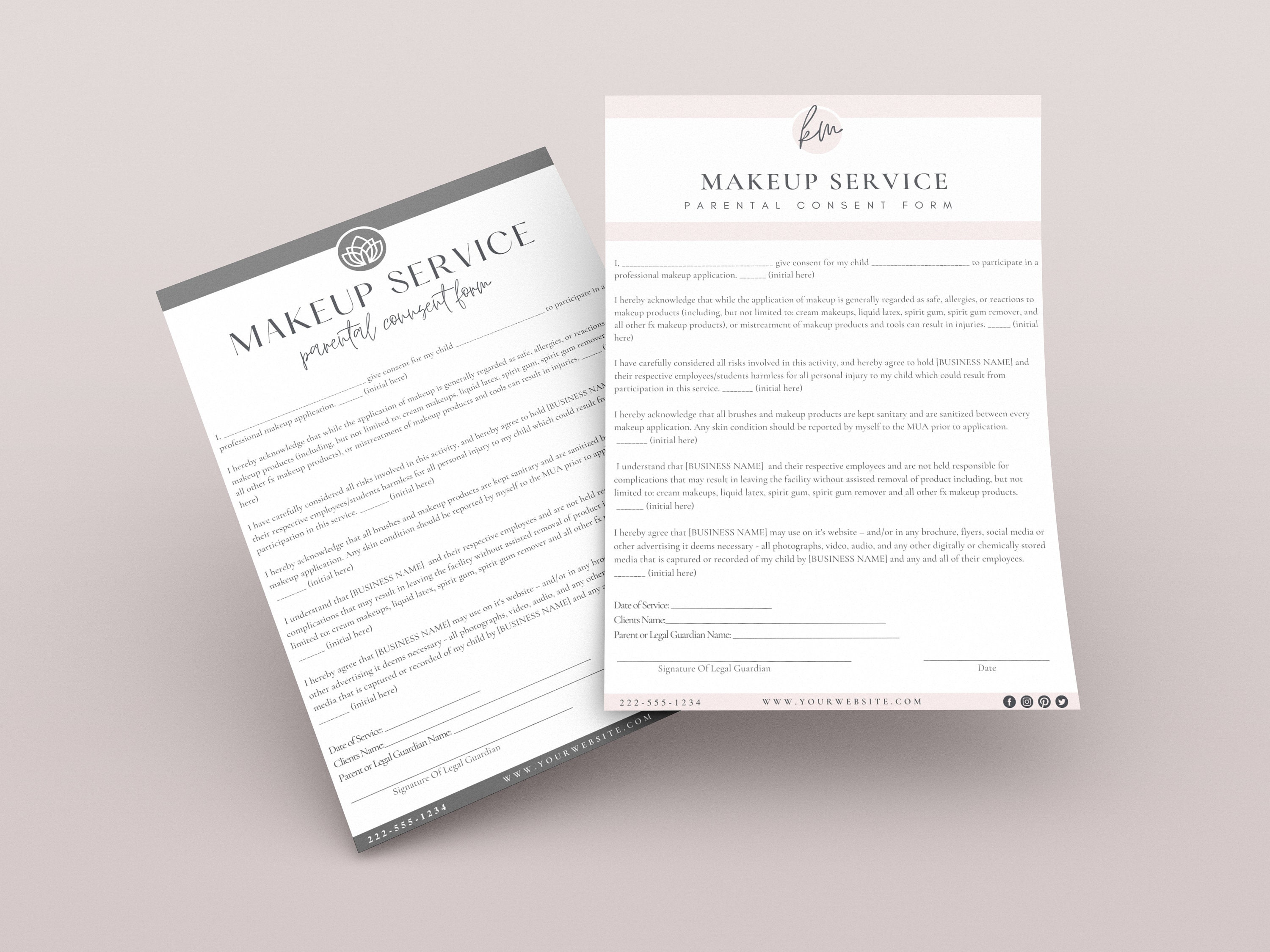 Makeup Parental Consent Form Template, Makeup Artist Forms, MUA Forms ...