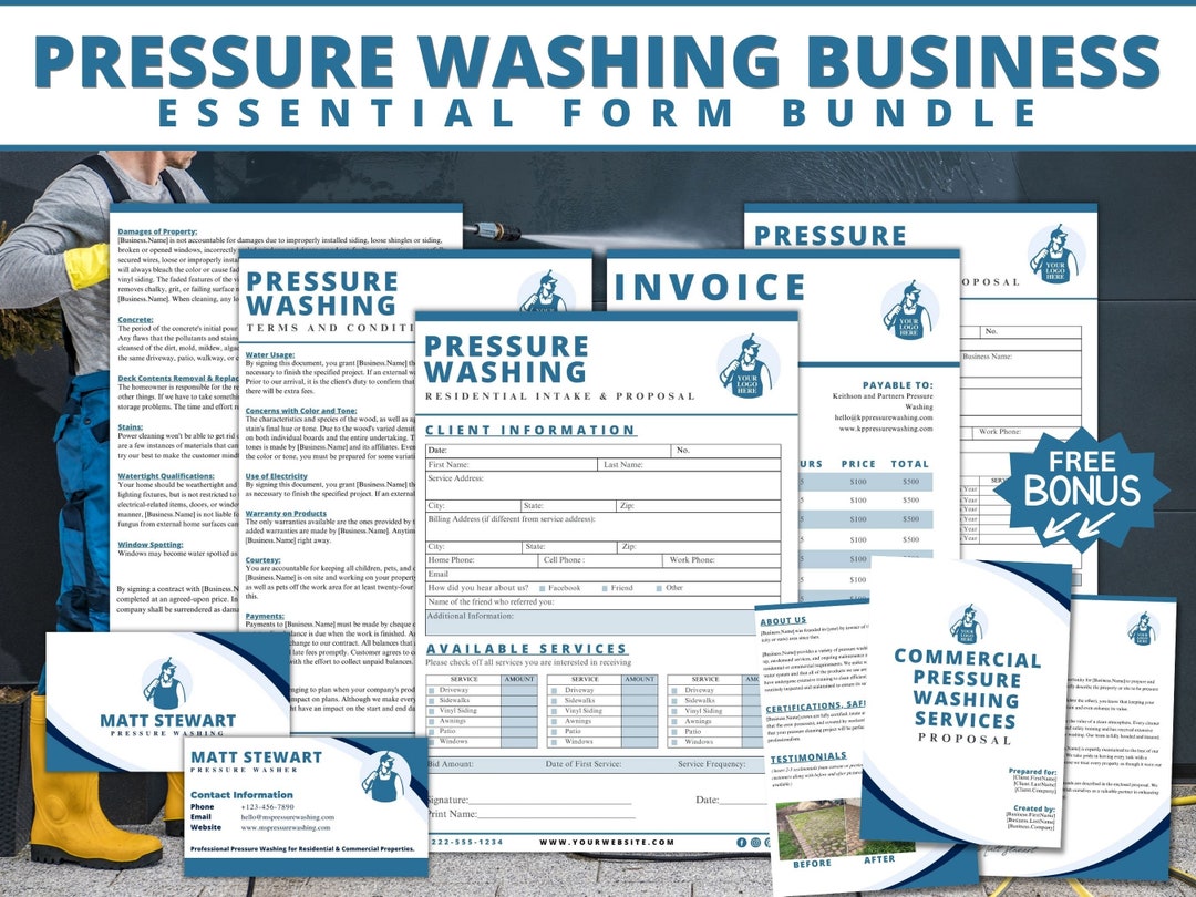 Pressure Washing Forms, Pressure Washing Template, Pressure Washing ...