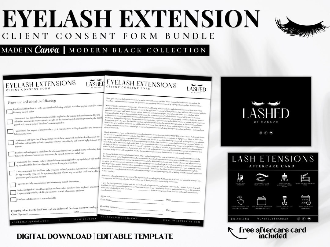 Lash Extension Consent Forms, Lash Extension Consent Form, Lash ...