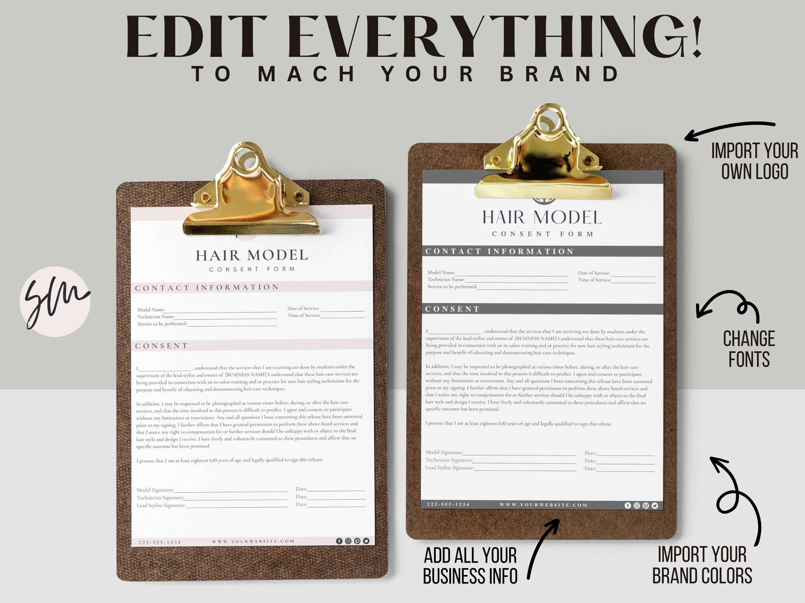 Hair Stylist Model Consent Form Template,editable Hair Consent ...