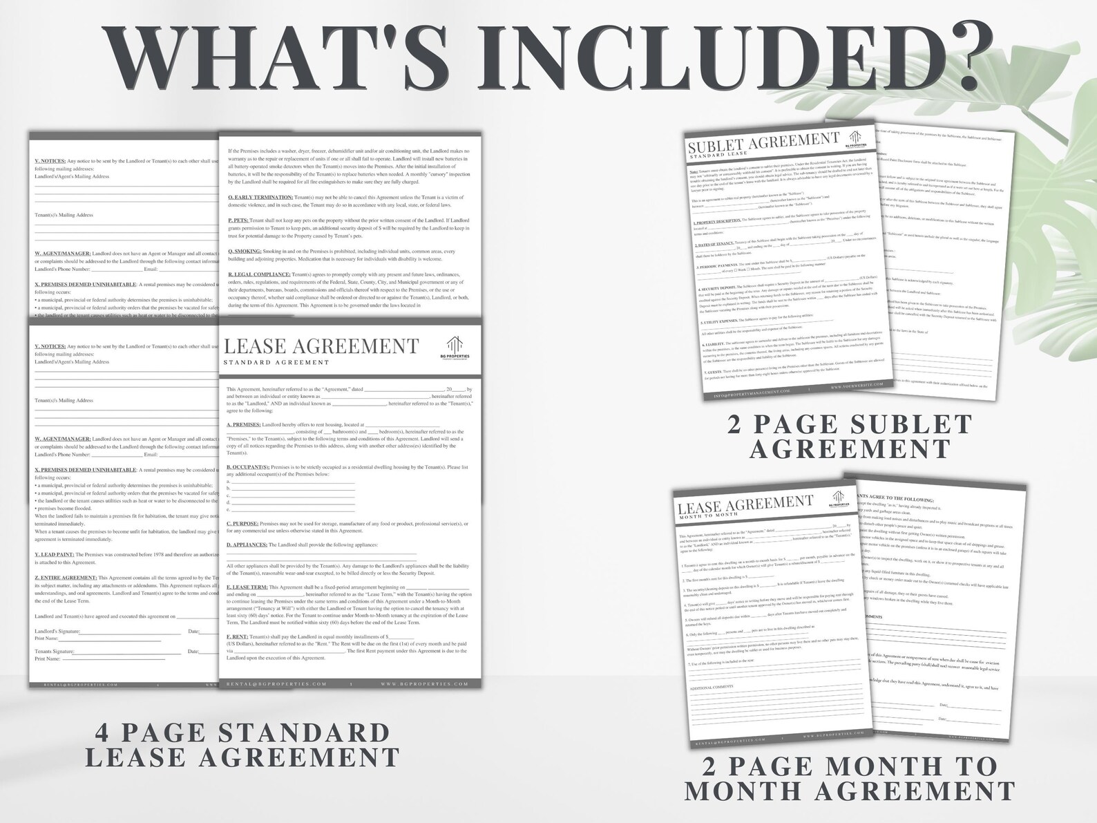 EDITABLE Rental Agreement Template BUNDLE, Lease Agreement Template ...