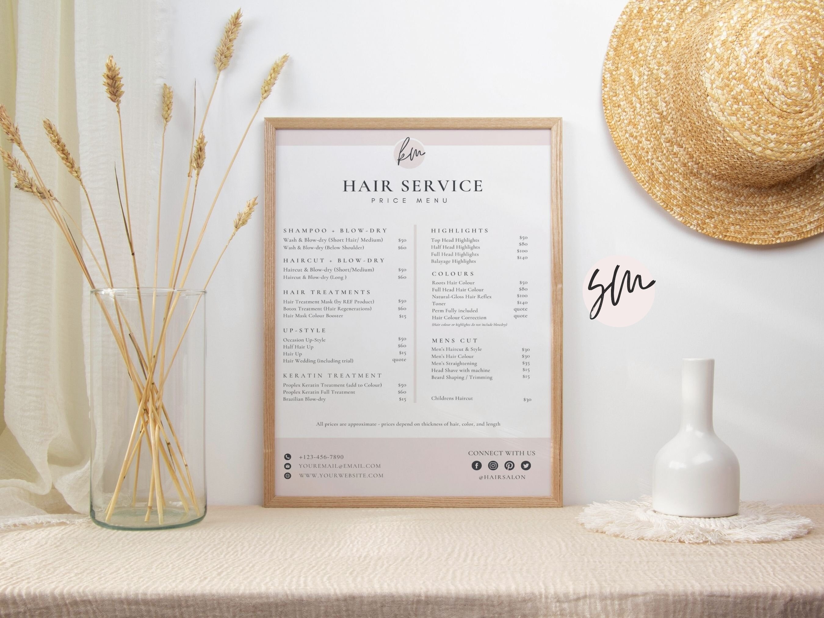 EDITABLE Price List Template Hair Price List Salon Price - Etsy