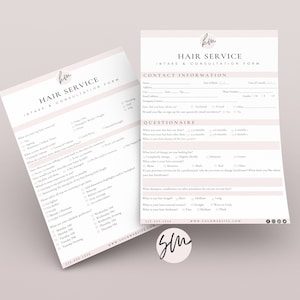 Hair Stylist Intake Form Bundle,editable Hair Consent Templates, Hair ...