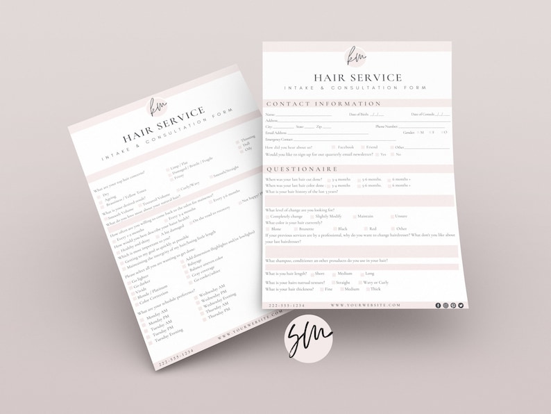 Hair Stylist Intake Form Bundle,editable Hair Consent Templates, Hair ...
