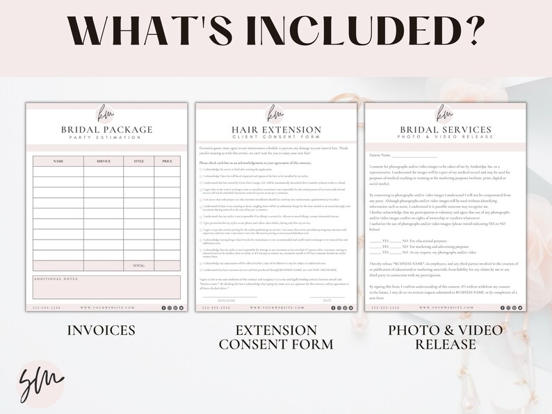 Bridal Hair Stylist and Makeup Artist Form Bundle, Salon Forms,bridal ...