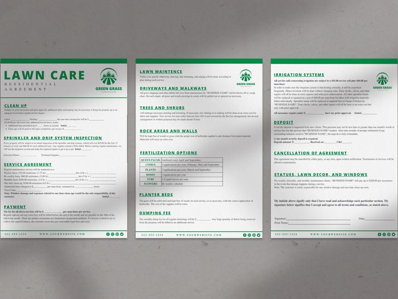 Landscaping Agreement, Landscaping Form, Landscaping Contract ...