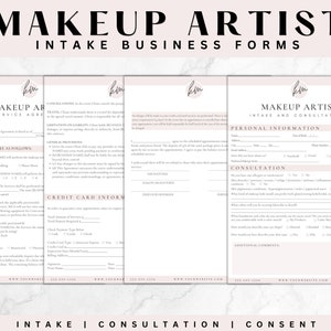 Makeup Artist Intake Bundle, MUA Contract, Makeup Service Forms ...