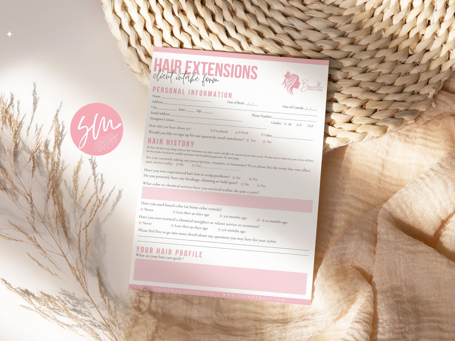 Hair Extension Intake Forms, Hair Extensions After Care Card, Hair ...