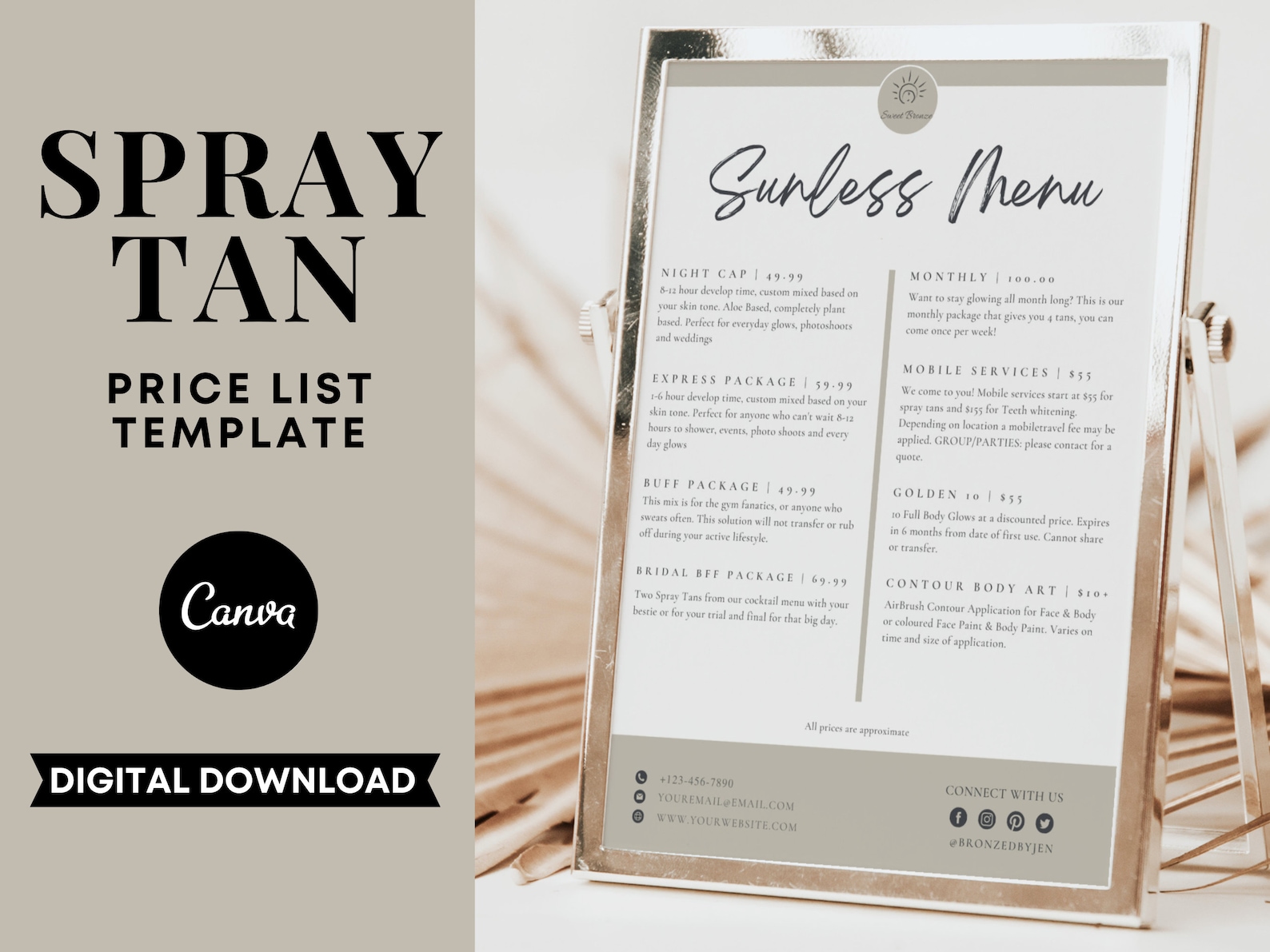 Spray Tan Price List, Price List Template, Editable Spray Tan Templates ...