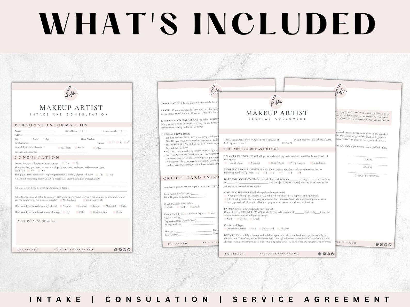 Makeup Artist Forms Bundle, MUA Contract, Makeup Service Forms ...