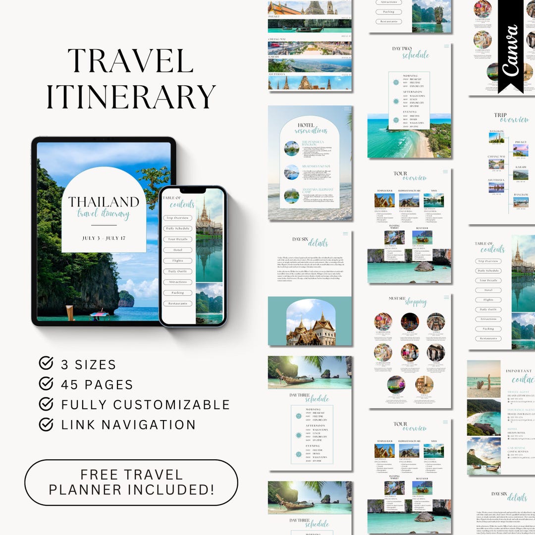 Travel Itinerary Template | Customizable Canva Mobile Itinerary ...