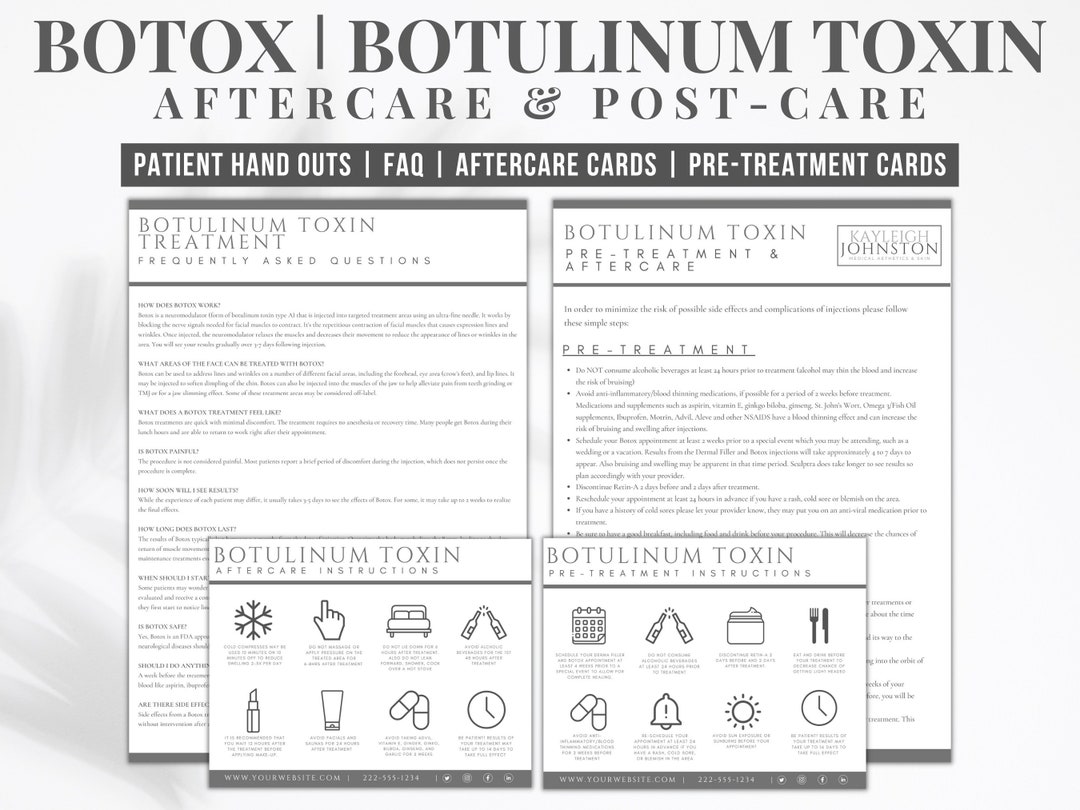 EDITABLE Botox Aftercare, Botox Pre and Post Treatment Care Instructions Template,nurse Injector ...