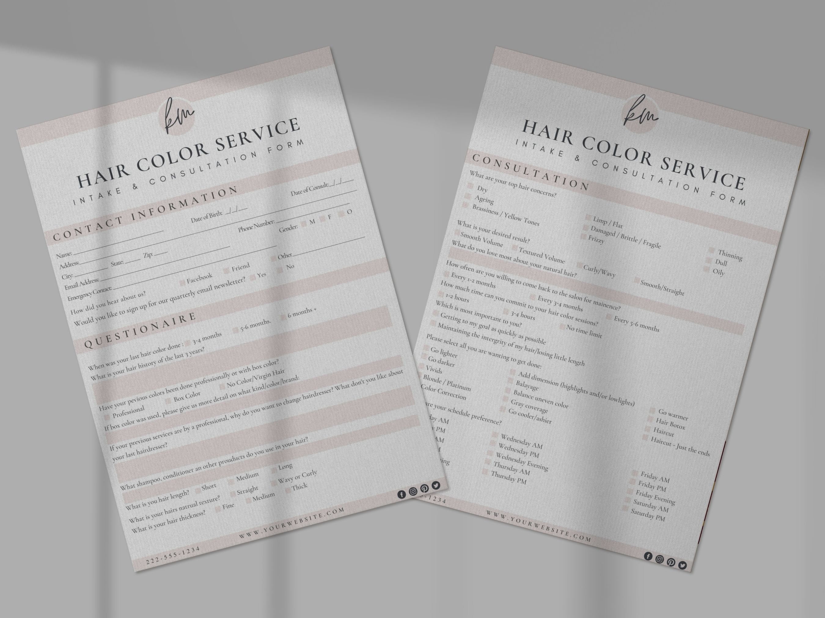 Professional Hair Stylist Client Forms BUNDLE, Color Correction Forms ...