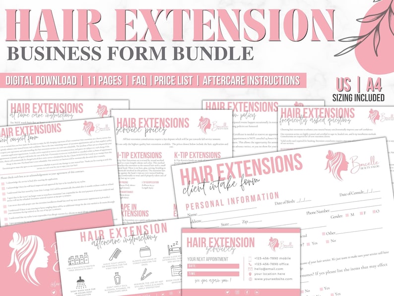 Hair Extension Form Bundle, Hair Extensions Contract, Hair Extensions ...
