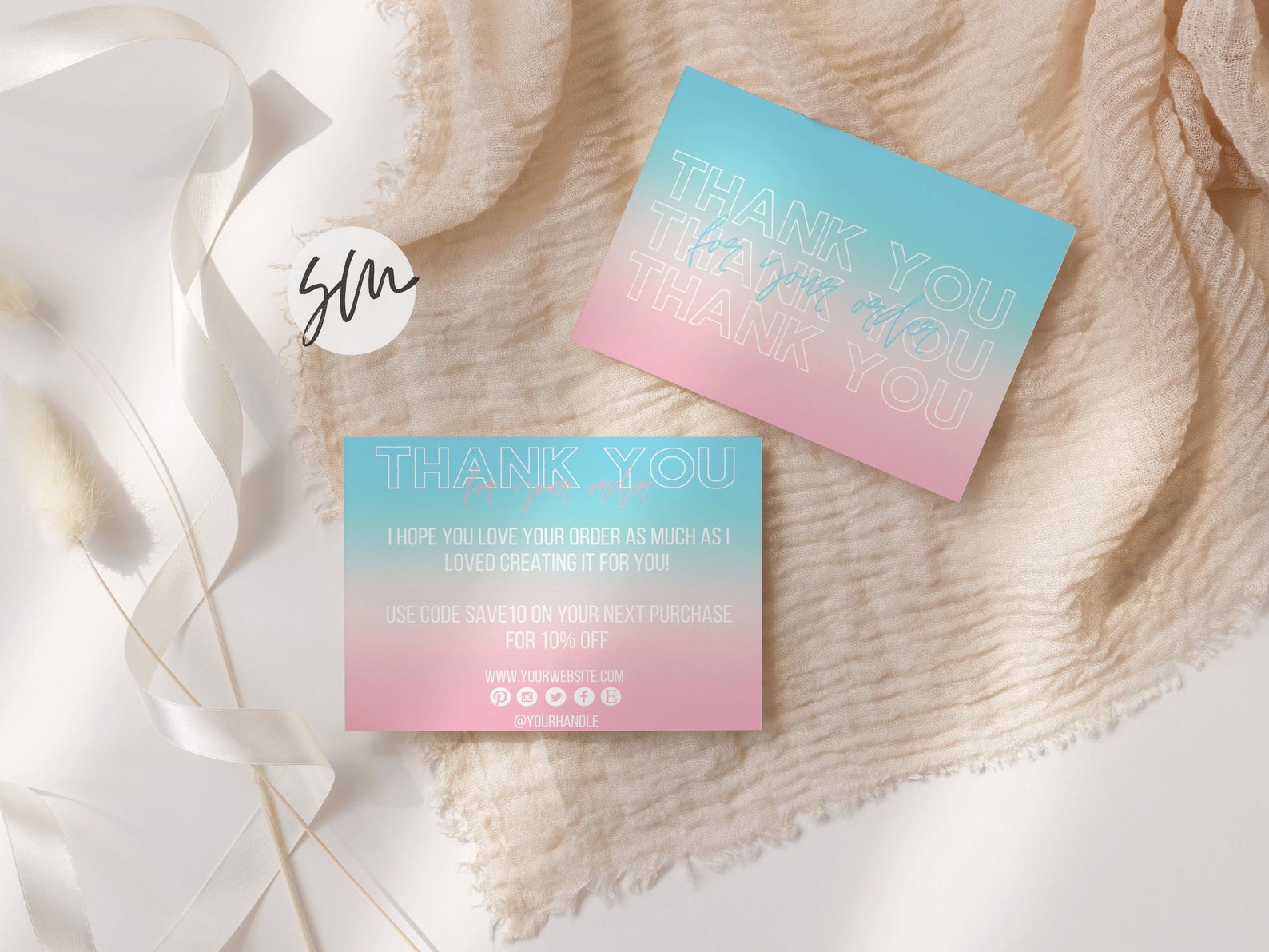 Neon Thank You Card Thank You Card Template Thank You Card - Etsy