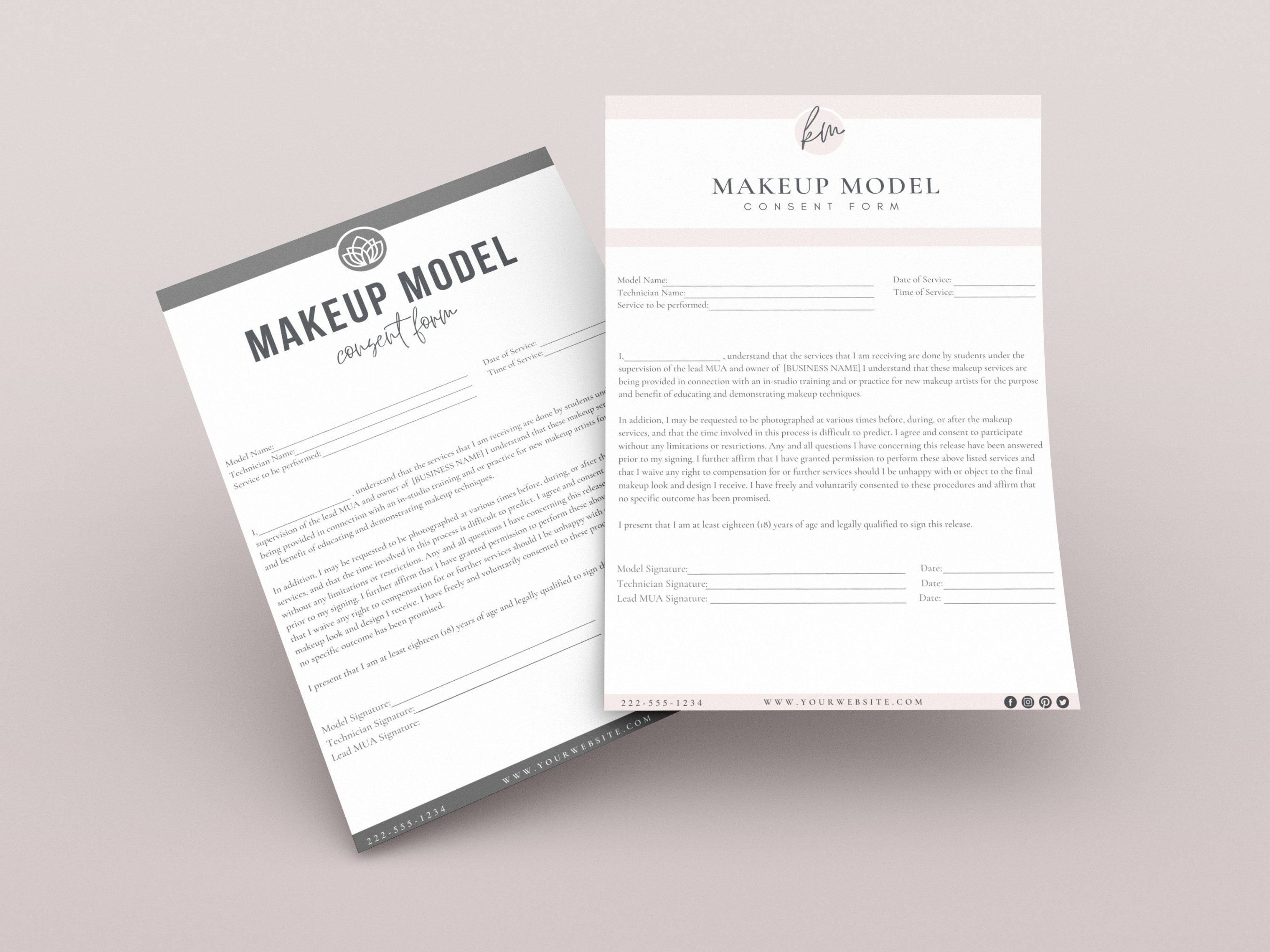 Makeup Model Consent Form Template, Makeup Artist Forms, MUA Forms, MUA ...
