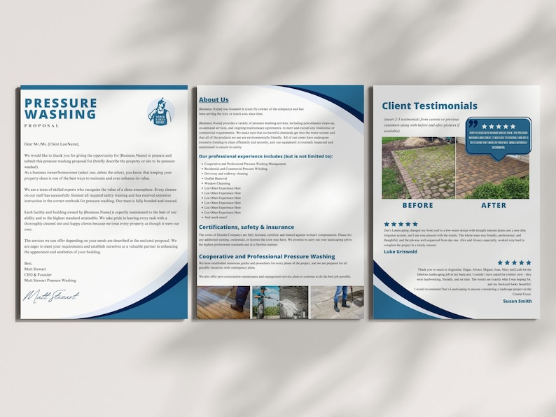 Pressure Washing Proposal Template, Proposal Template, Pressure Washing ...