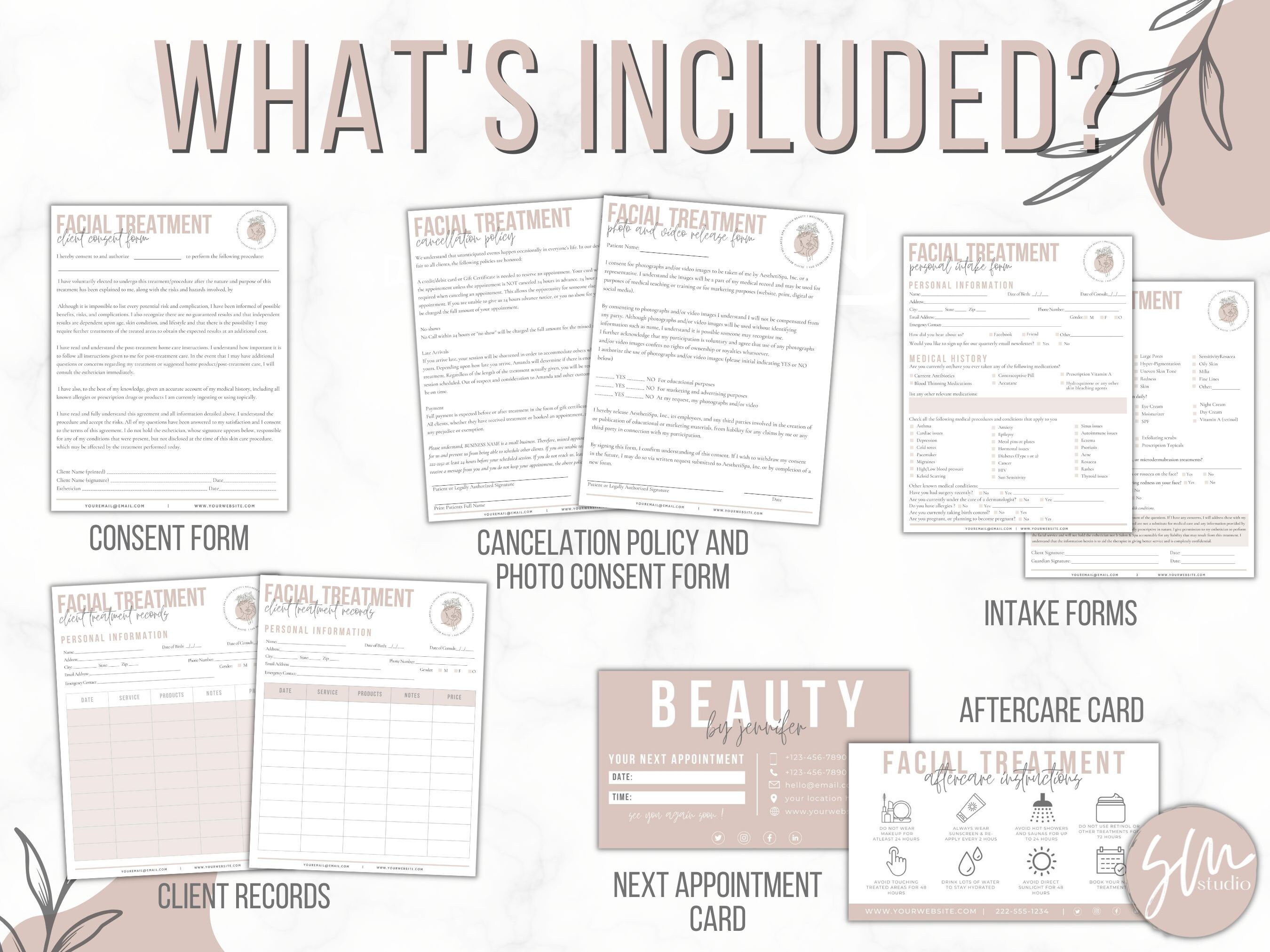 Facial Treatment Forms | Client Intake Form | Facial Consultation Form ...