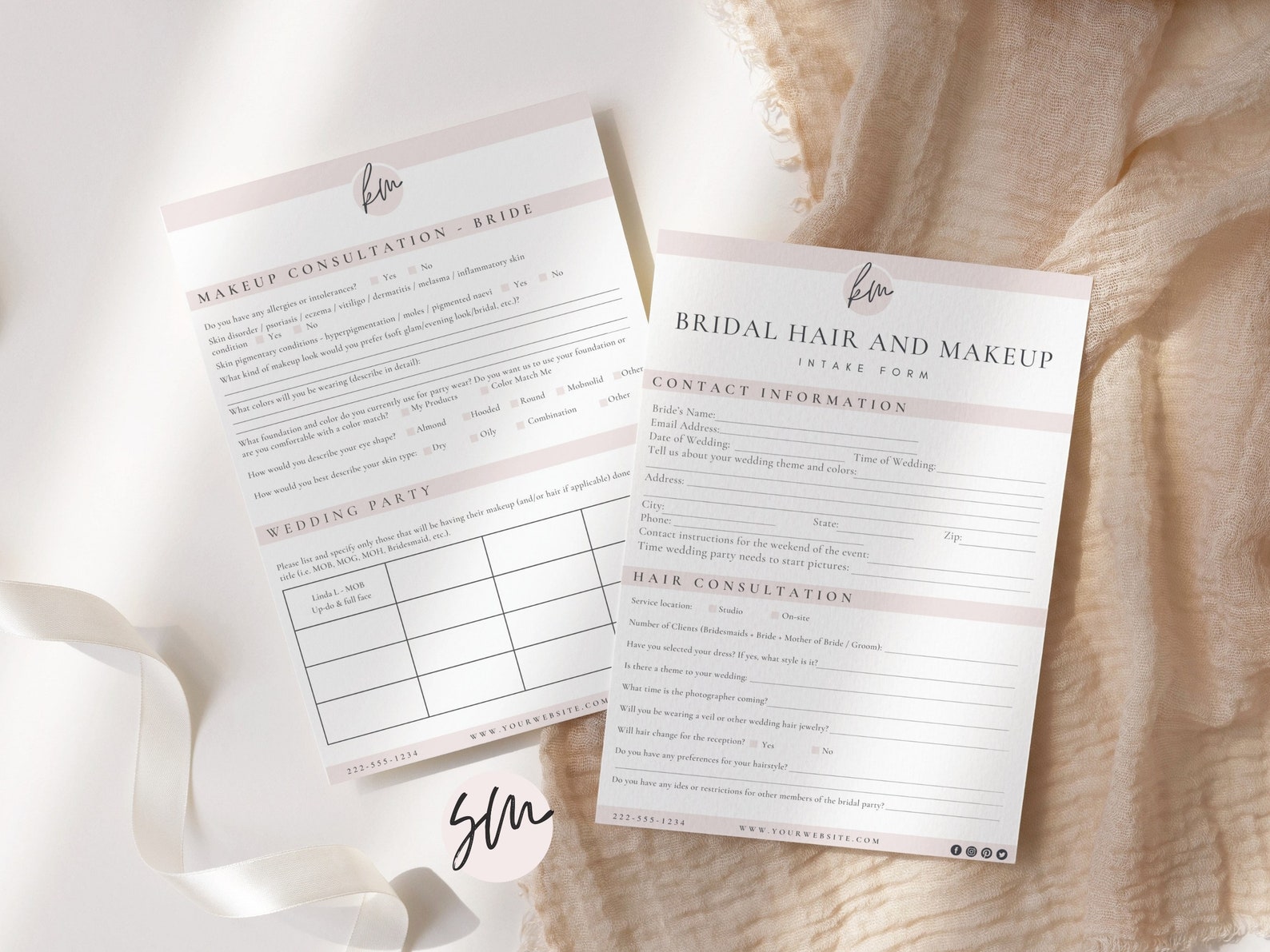 Bridal Hair Stylist and Makeup Artist Form Bundle, Salon Forms,bridal ...