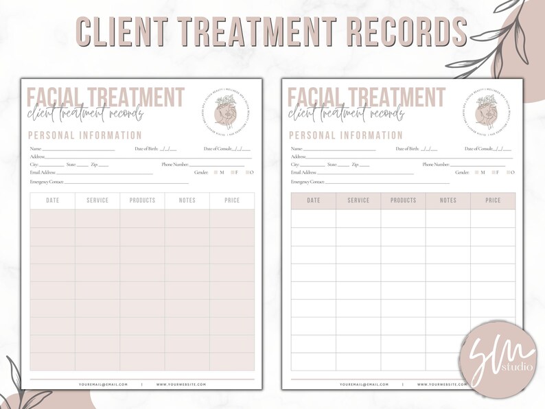 Facial Treatment Forms Client Intake Form Facial Consultation Form ...