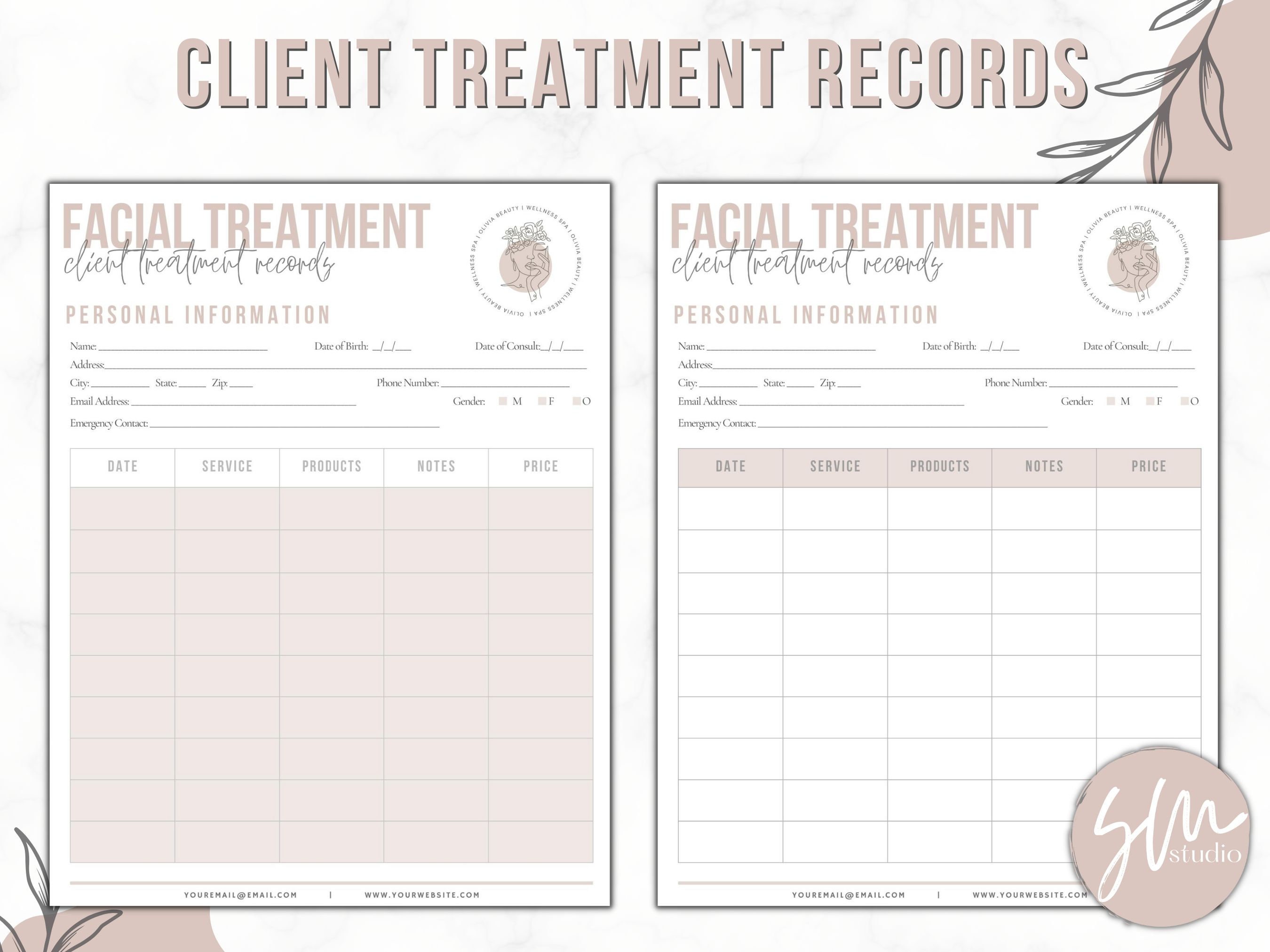 Facial Treatment Forms Client Intake Form Facial Consultation Form ...